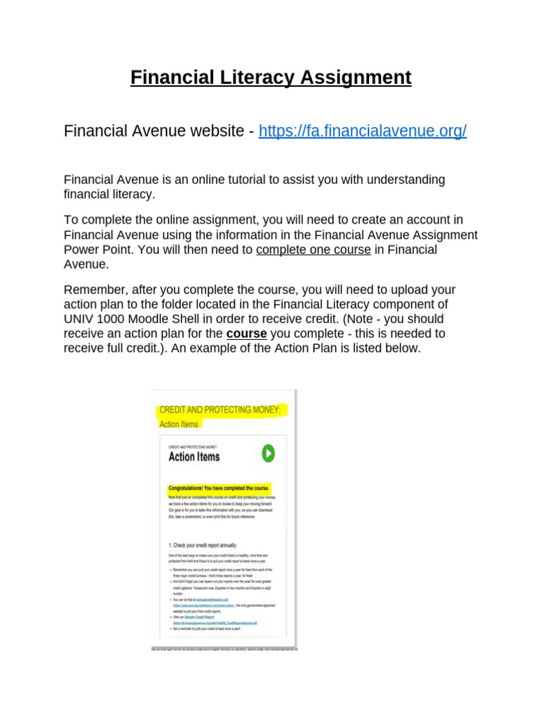 Financial Literacy 2 - Assignment Instructions 2022 | PDF