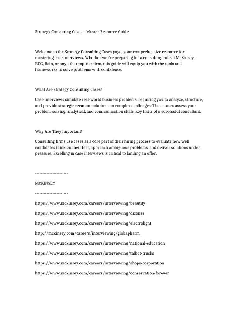 Strategy Consulting Case Interview Guide | PDF