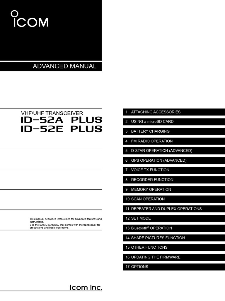 ICOM ID-52PLUS_ENG_Advanced Manual_1 | PDF | Computer Engineering ...