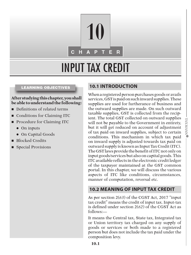Input Tax Credit | PDF | Taxes | Invoice
