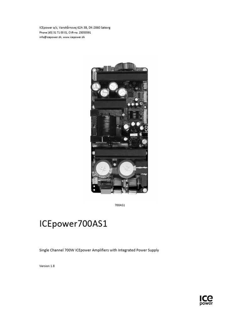 ICEpower 700AS1 (1 X 700W) | PDF | Amplifier | Power Supply
