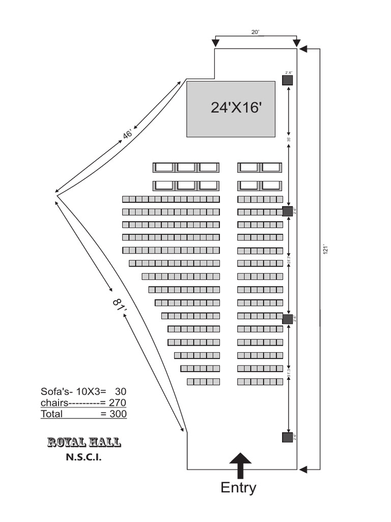 Royal Hall Layout and Furniture Details | PDF