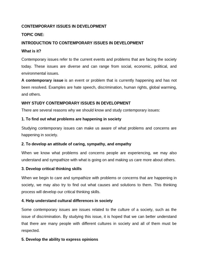 Understanding Contemporary Development Issues | PDF | Climate Change ...