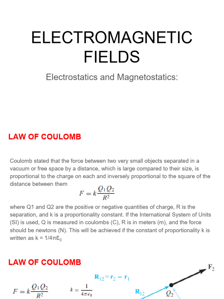 EMFW_Electrostatics and Magnetostatics | PDF | Magnetic Field ...