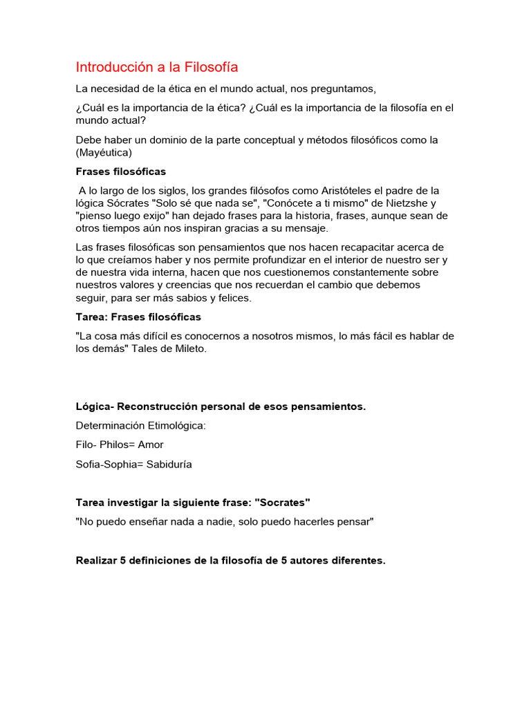 Introducción A La Filosofía Logica | PDF | Sócrates | Conocimiento