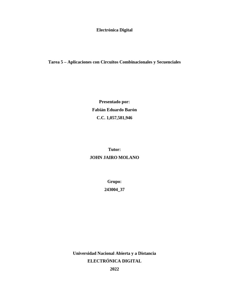 Tarea 5 - Fabian Baron | PDF | Vhdl | Electrónica