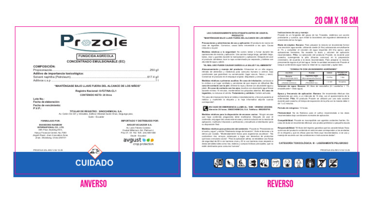 Prozole 20 l | PDF | Agua | Piña