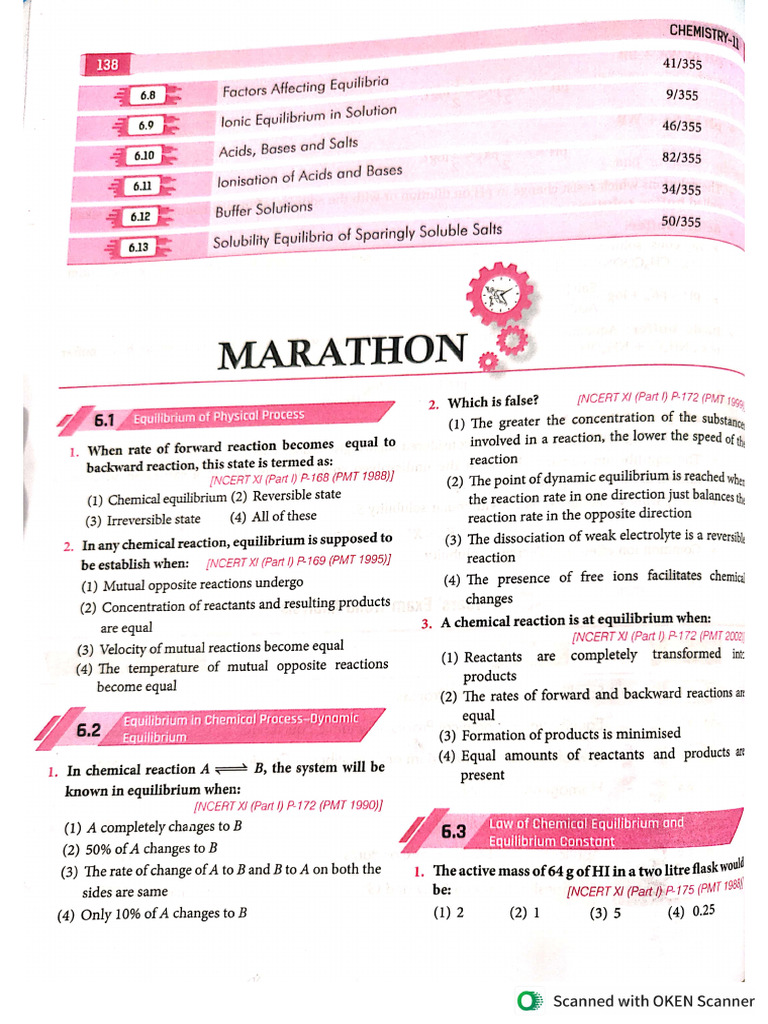 Chemical Equilibrium Neet Pyq | PDF