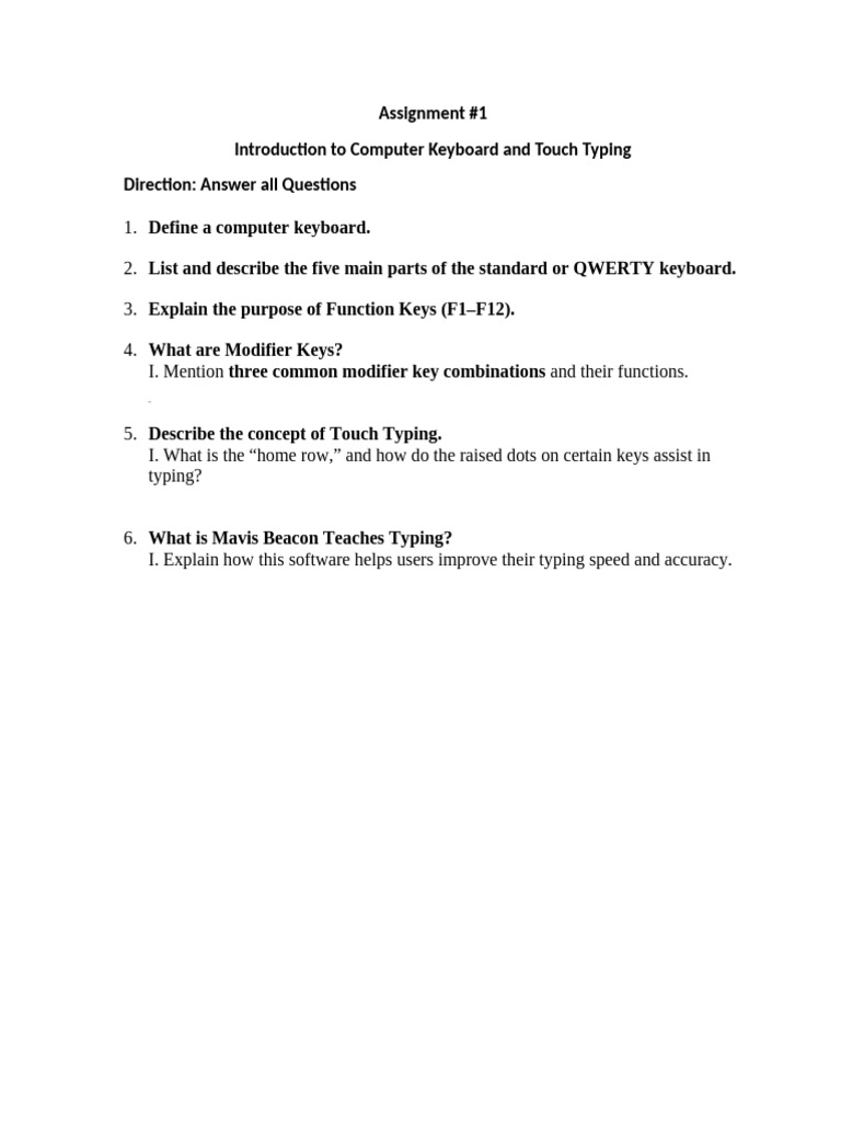 Assignment Touch Typing | PDF