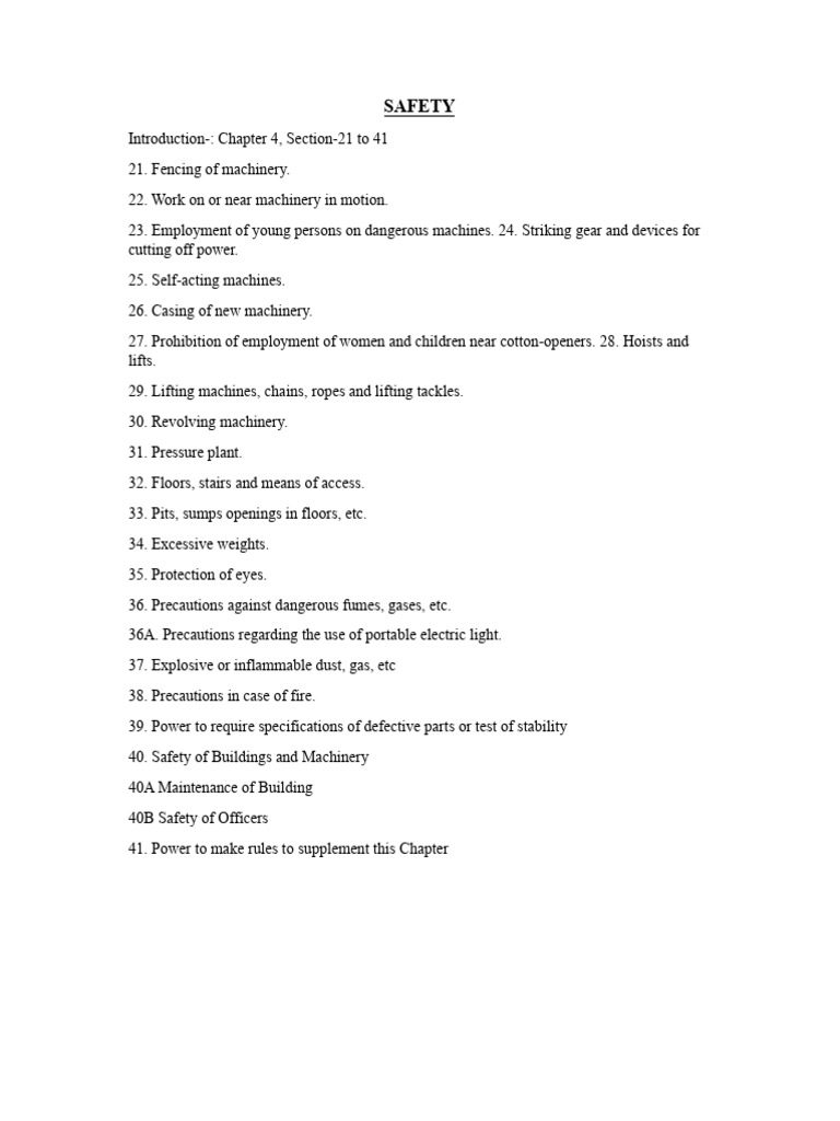 Factory Safety Regulations Overview | PDF | Machines | Engines