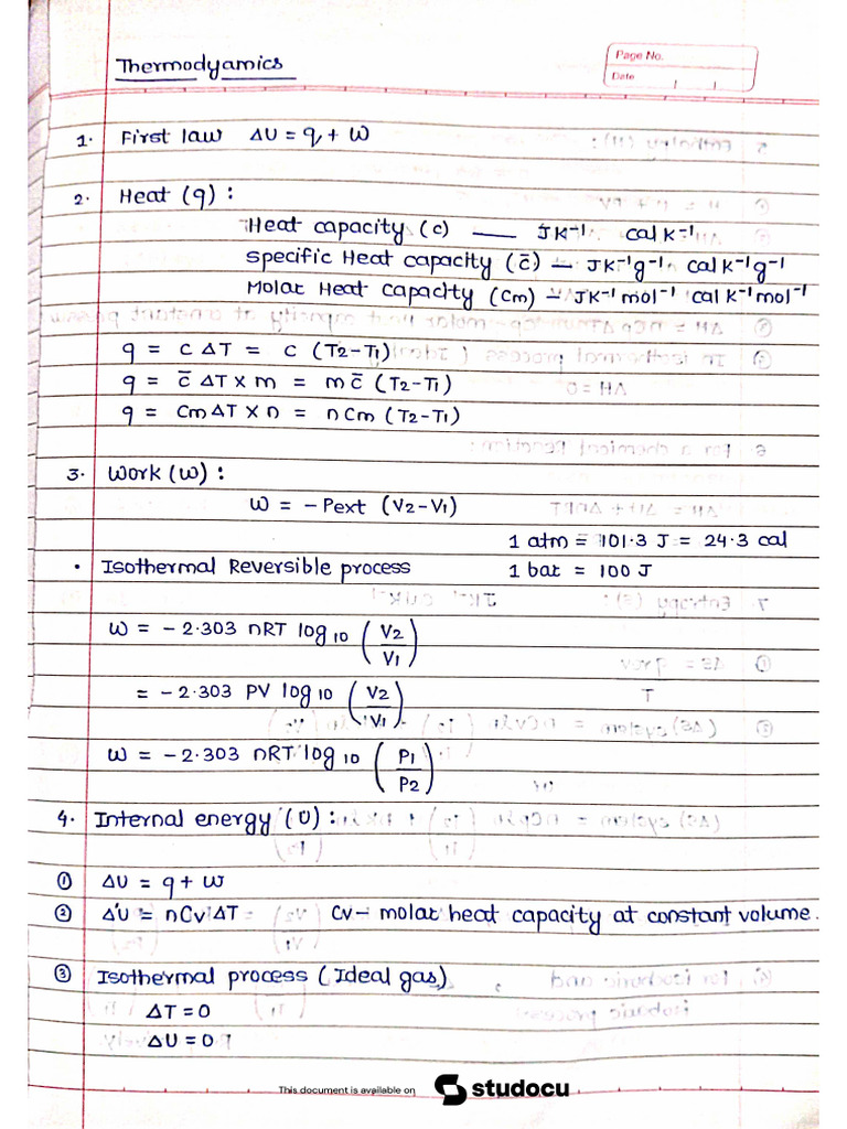 Thermodynamics Formulas 251108 214739 | PDF