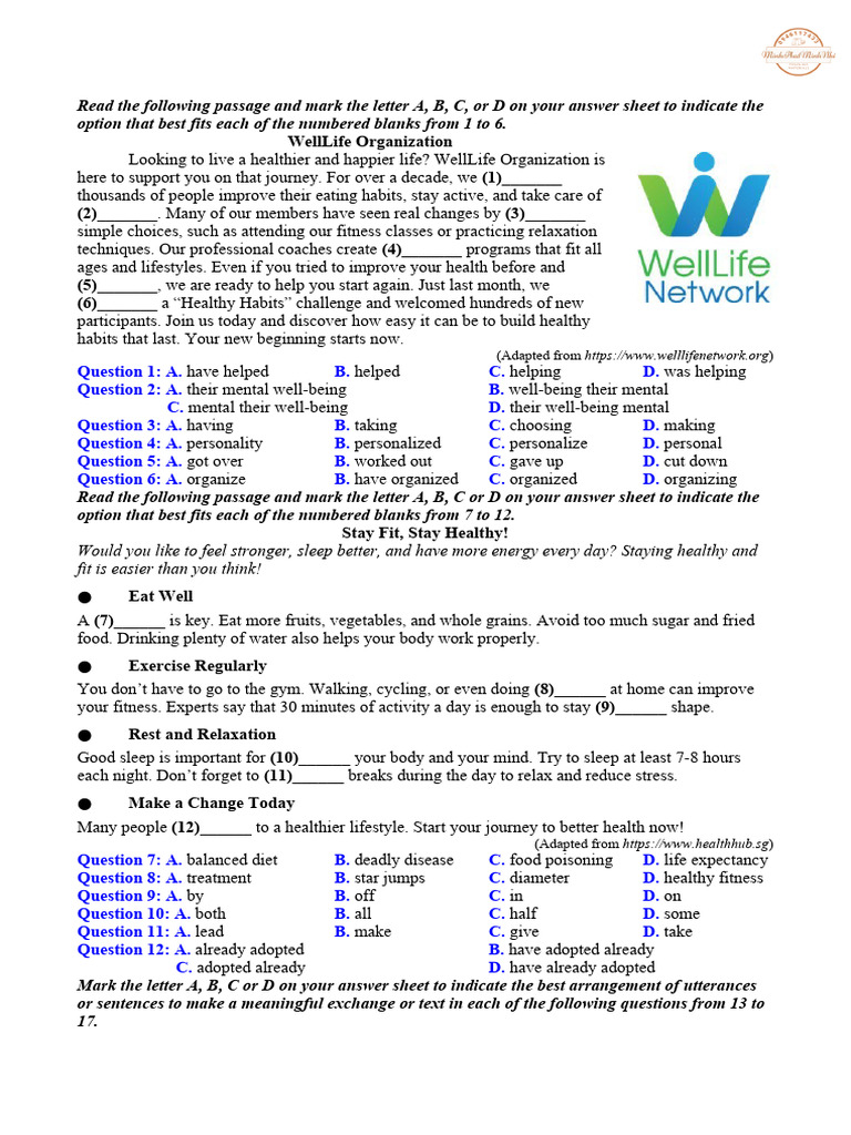 Review Unit 1 | PDF | Pathogen | Healthy Diet