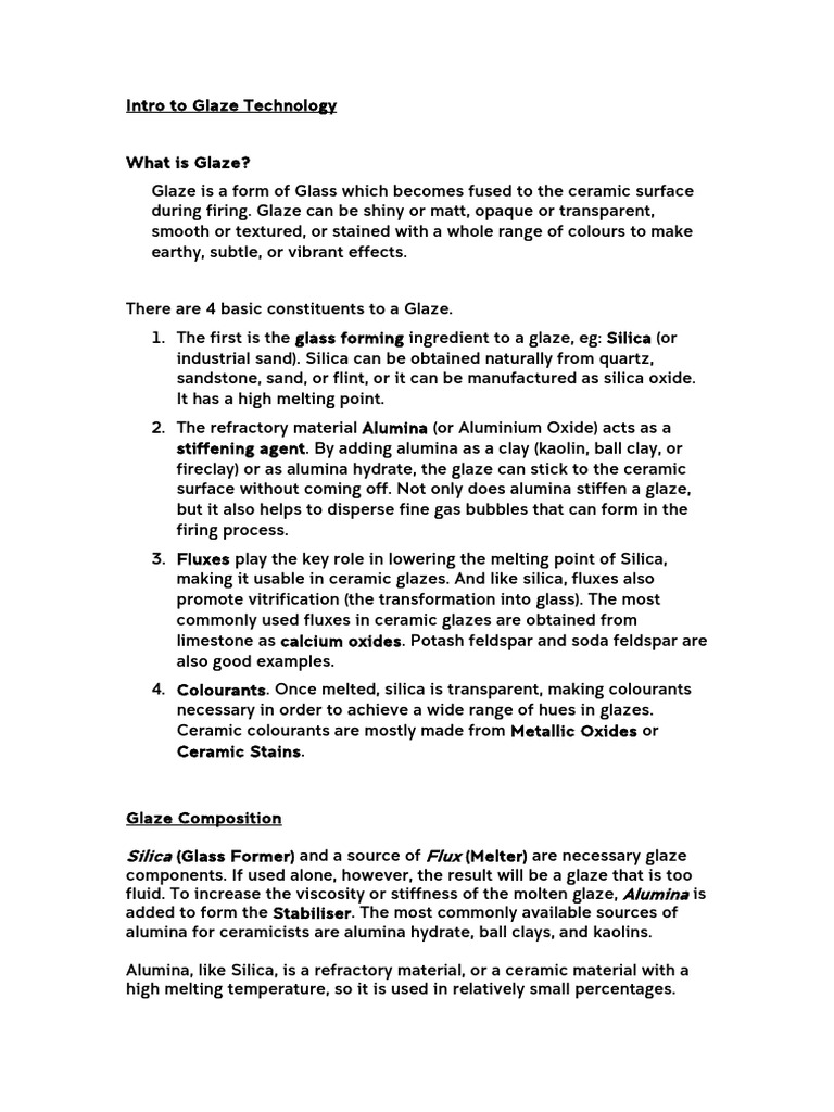 Understanding Glaze Composition and Types | PDF | Glasses | Aluminium Oxide