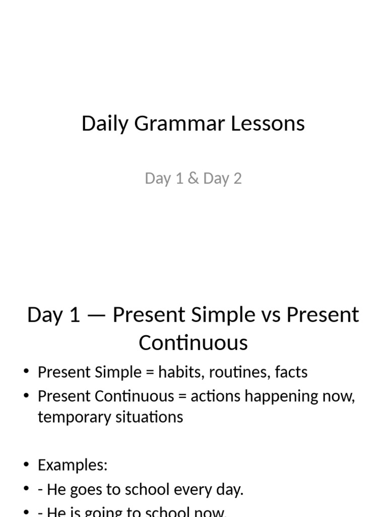 Grammar Lessons Day1 Day2 | PDF