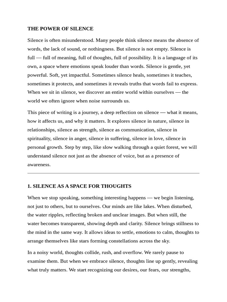 The Power of Silence | PDF | Silence | Thought
