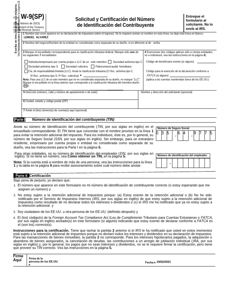 FORMULARIO W9 (1) | PDF | Finanzas del gobierno | Ley de los Estados Unidos