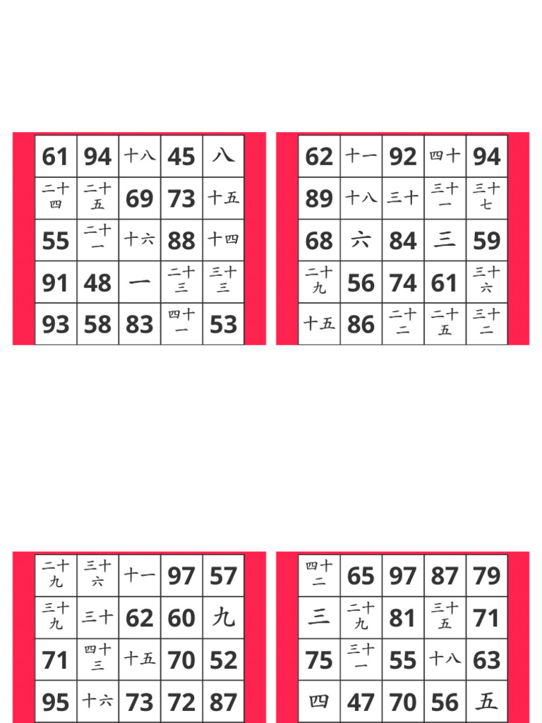 Chinese Number Bingo | PDF