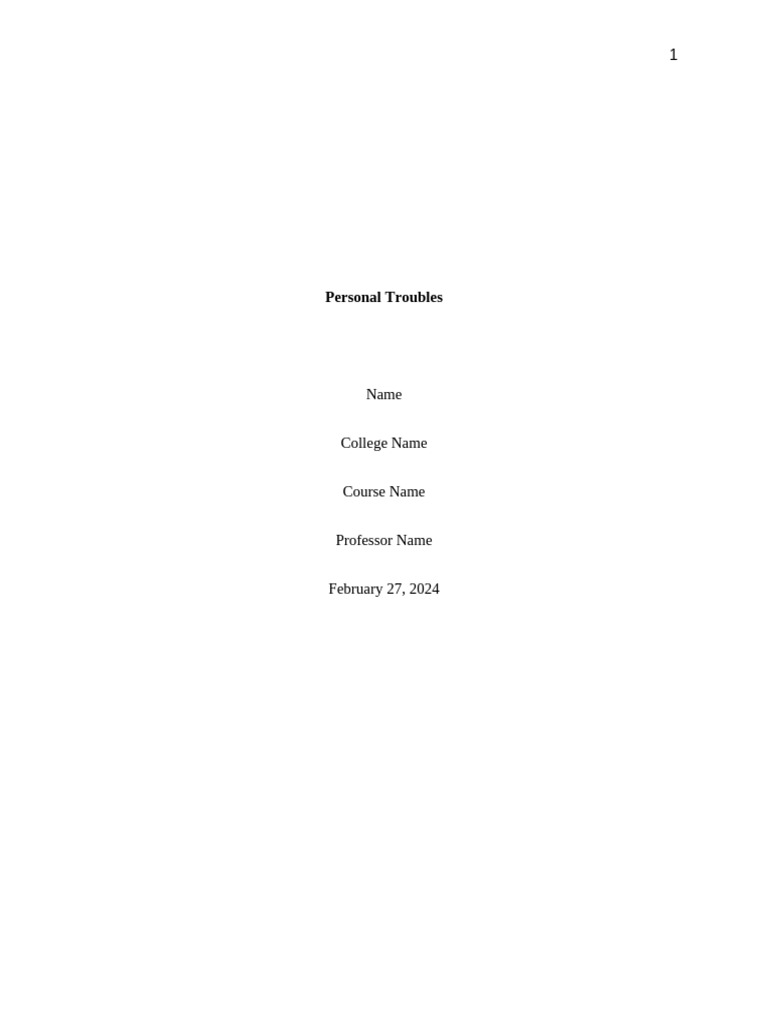 Personal Troubles Essay | PDF | Sociology | Behavioural Sciences