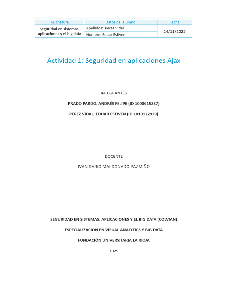 Actividad 1_ Seguridad en Aplicaciones Ajax | PDF | Ajax (Programación) | Script Java