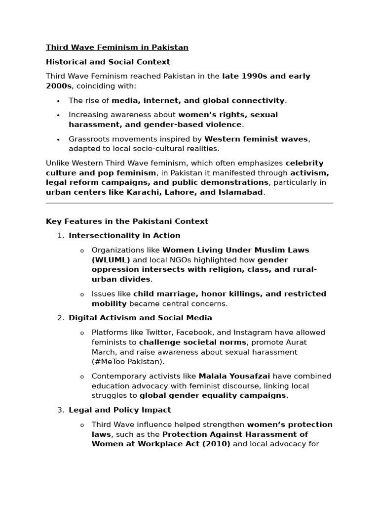 Third Wave Feminism in Pakistan | PDF | Feminism | Gender Studies