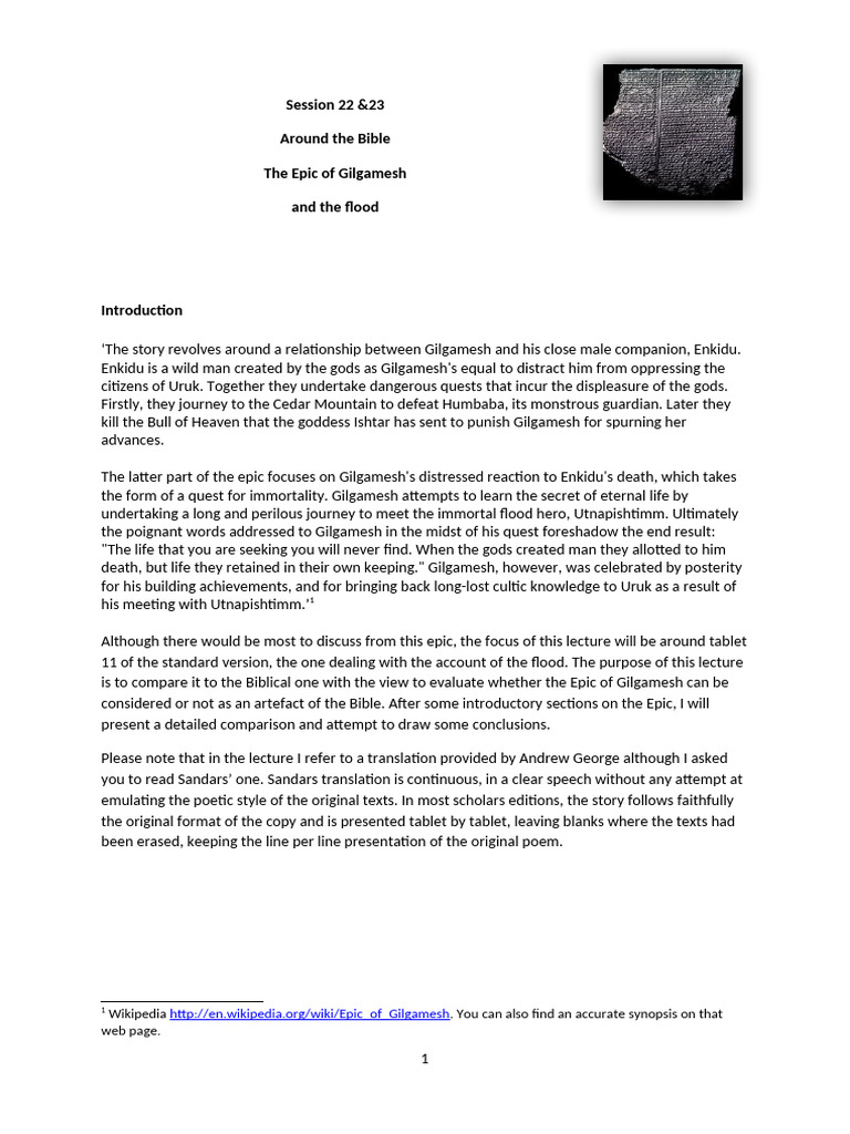 Gilgamesh and Biblical Flood Comparison | PDF | Babylonia | Genesis ...