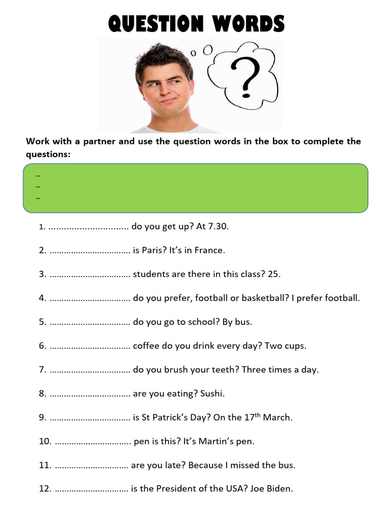 Question Words Exercises | PDF