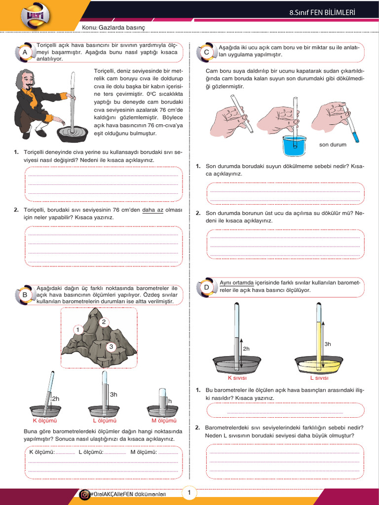 8SINIF Gazlarda Basınç PEKİŞTİRME - 251204 - 100828 | PDF