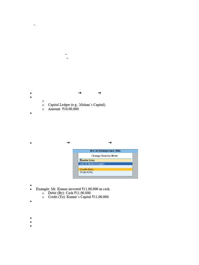 Tally Prime: Single vs Double Entry Modes | PDF