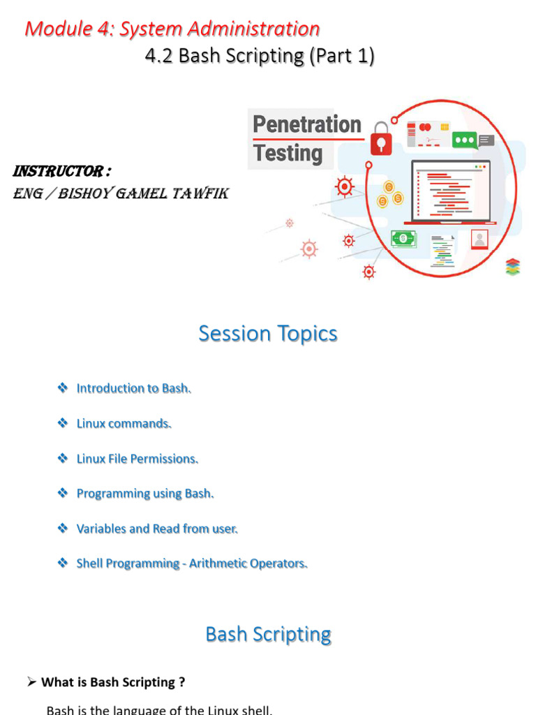Module 4 System Administration 4.2 Bash Scripting (Part 1) | PDF