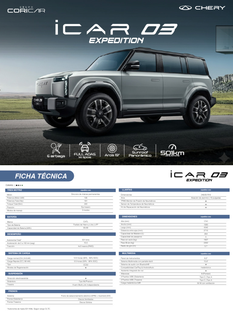 Ficha Técnica iCar 03 Expedition 2WD nu | PDF | Airbag | Tecnologías ...