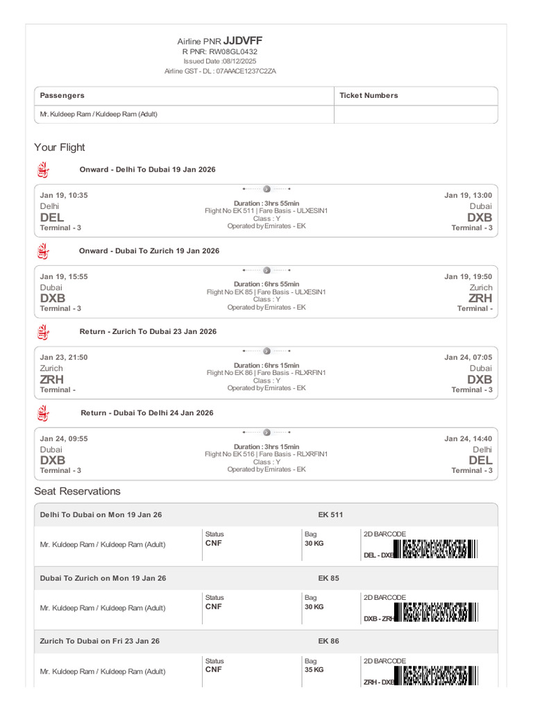 Mr. Kuldeep Ram Tkt | PDF | Transport | Airlines
