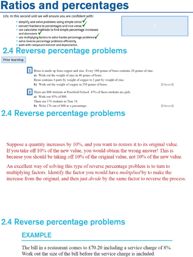 2.4 Reverse Percentage Problems | PDF