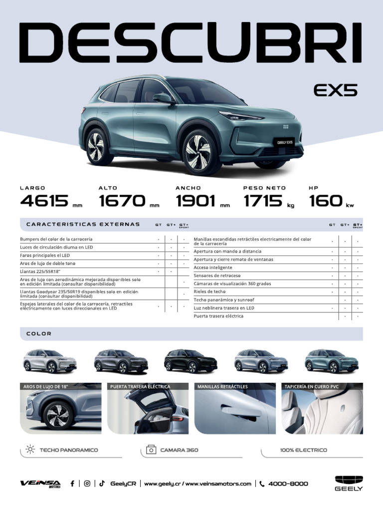 Ficha TÃƒÂ©cnica GEELY EX5 | PDF