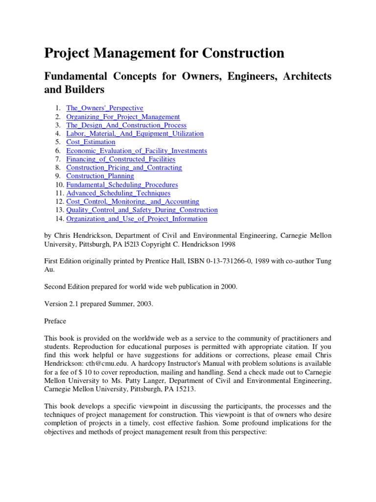 Project Management For Construction | PDF | Art | Business