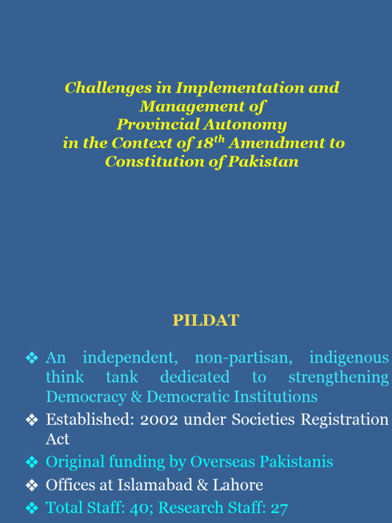 Challenges of Provincial Autonomy in Pakistan | PDF | Taxes | Governance