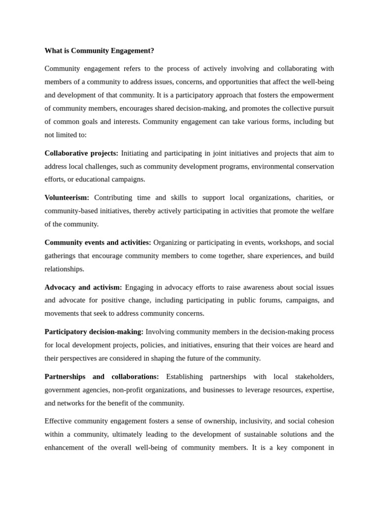 Understanding Community Engagement Basics | PDF | Civic Engagement ...