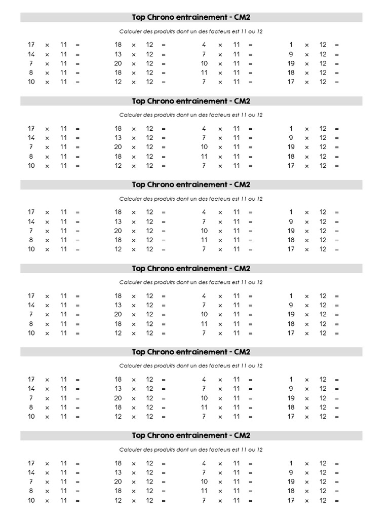 CM2 - TopChrono 22 - Multiplier Par 11 Ou 12 | PDF