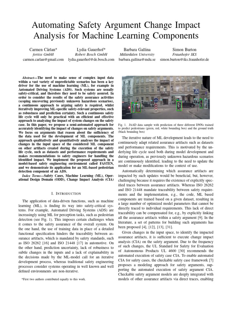 Automating Safety Argument Change Impact Analysis For Machine Learning ...