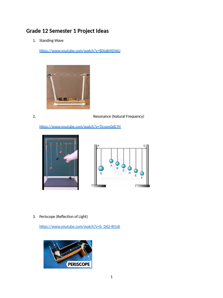 Grade 12 Physics Project Ideas | PDF