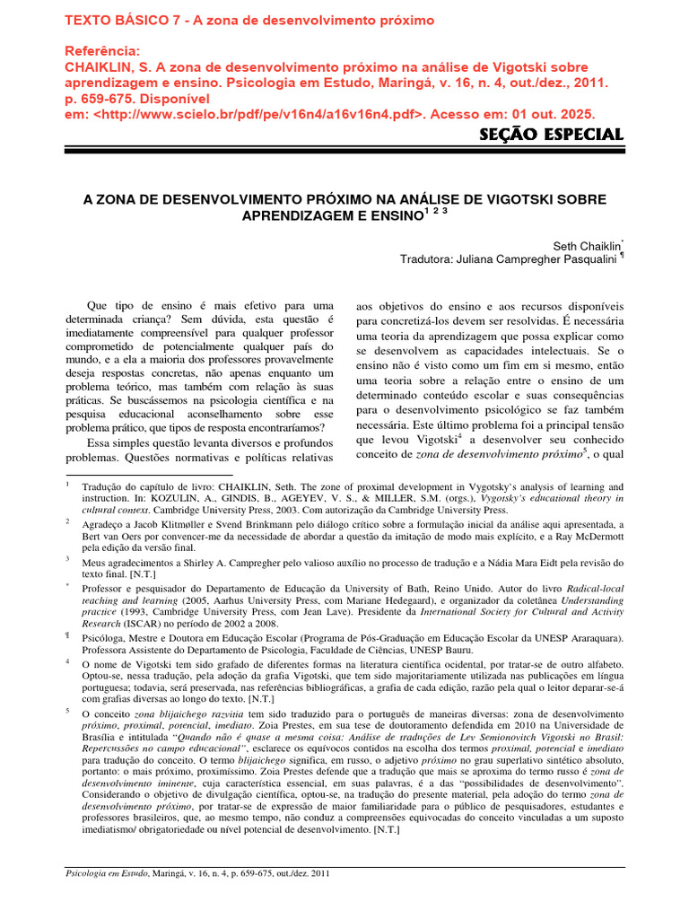 TEXTO B-SICO 7 - A ZDP Na an-lise de Vigotski Sobre Aprendizagem e ...