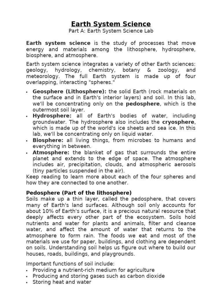 Earth System Science Lab part A | PDF | Earth Sciences | Atmosphere Of ...