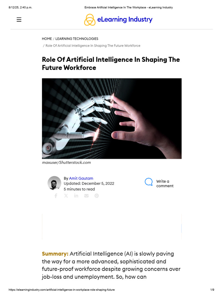 Embrace Artificial Intelligence in The Workplace - ELearning Industry ...