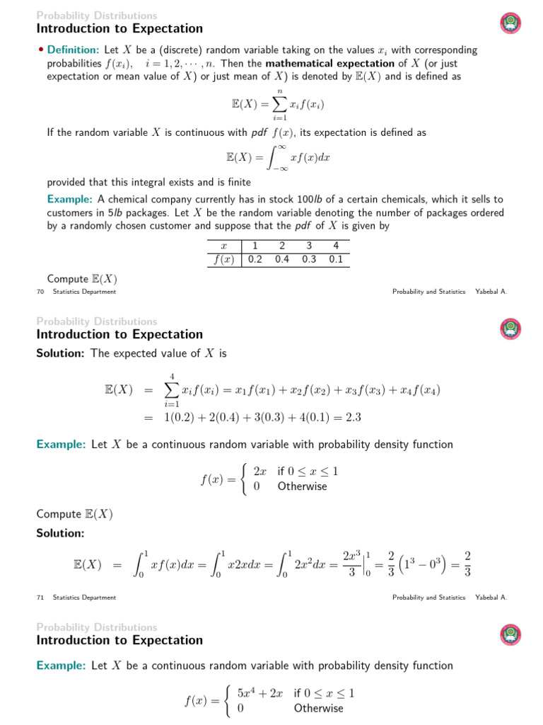 Basic Statistics Ch5 to 7 (2)-70-81 | PDF | Expected Value | Probability Density Function