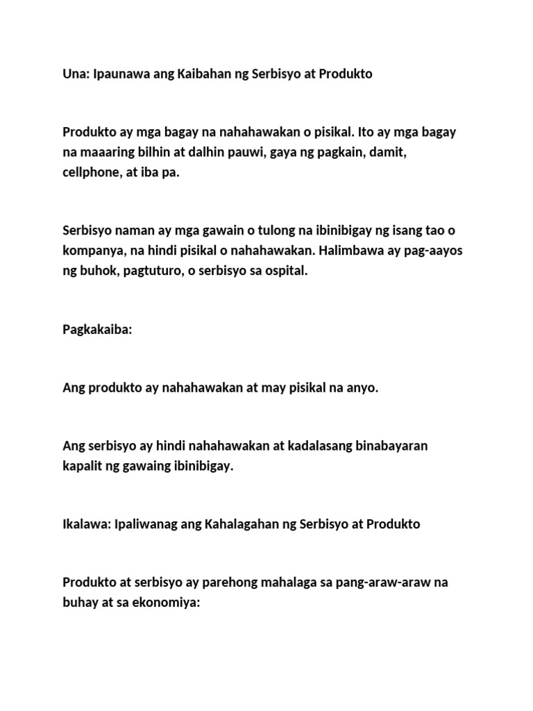 EPP Serbisyo at Produkto | PDF