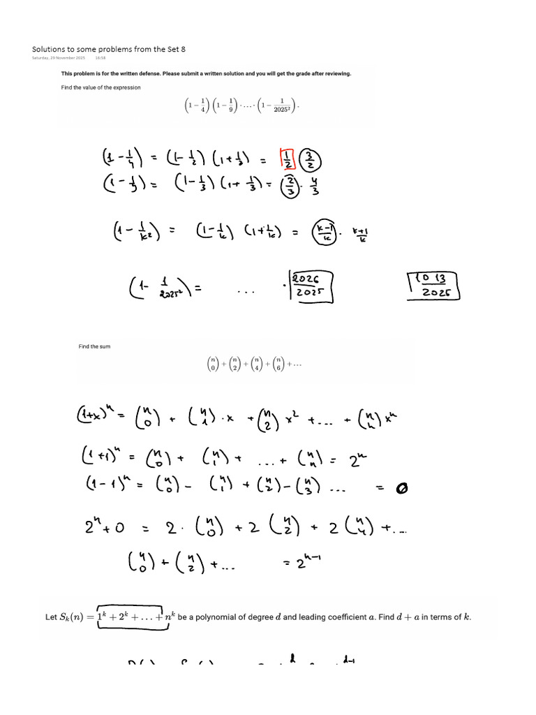 Solutions To Some Problems From The Set 8 | PDF