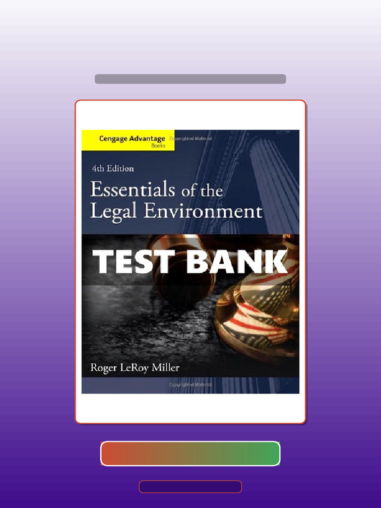 Cengage Advantage Books Essentials of The Legal Environment 4 Ed Miller ...