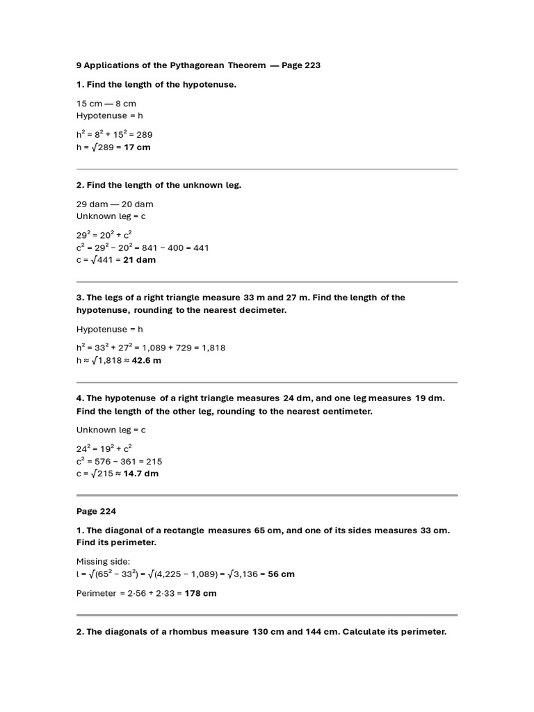 Pythagorean Theorem Applications Guide | PDF | Euclidean Geometry ...