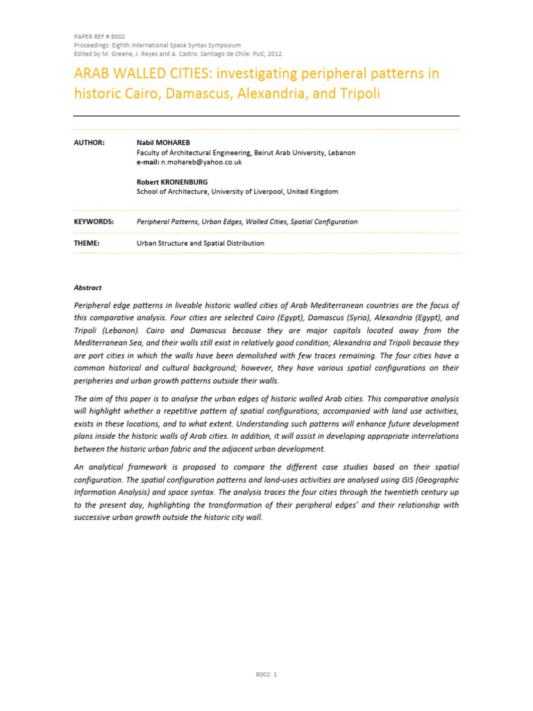 ARAB WALLED CITIES Investigating Peripheral Patterns | PDF | Cairo