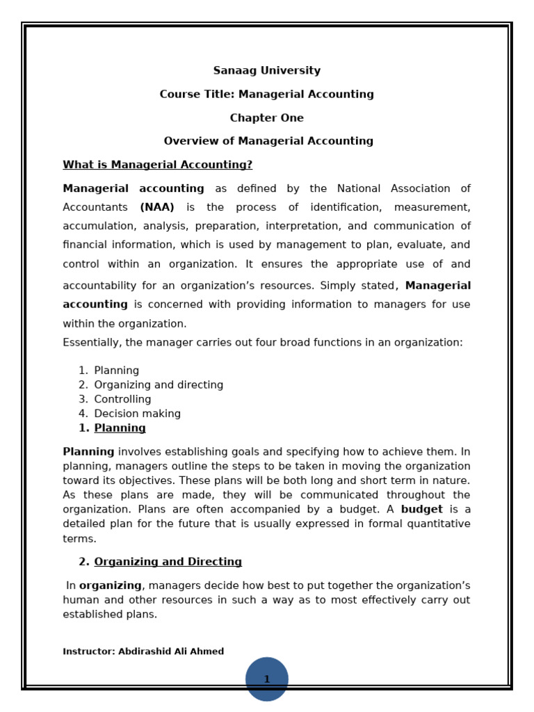 Overview of Managerial Accounting | PDF | Business Process | Strategic ...