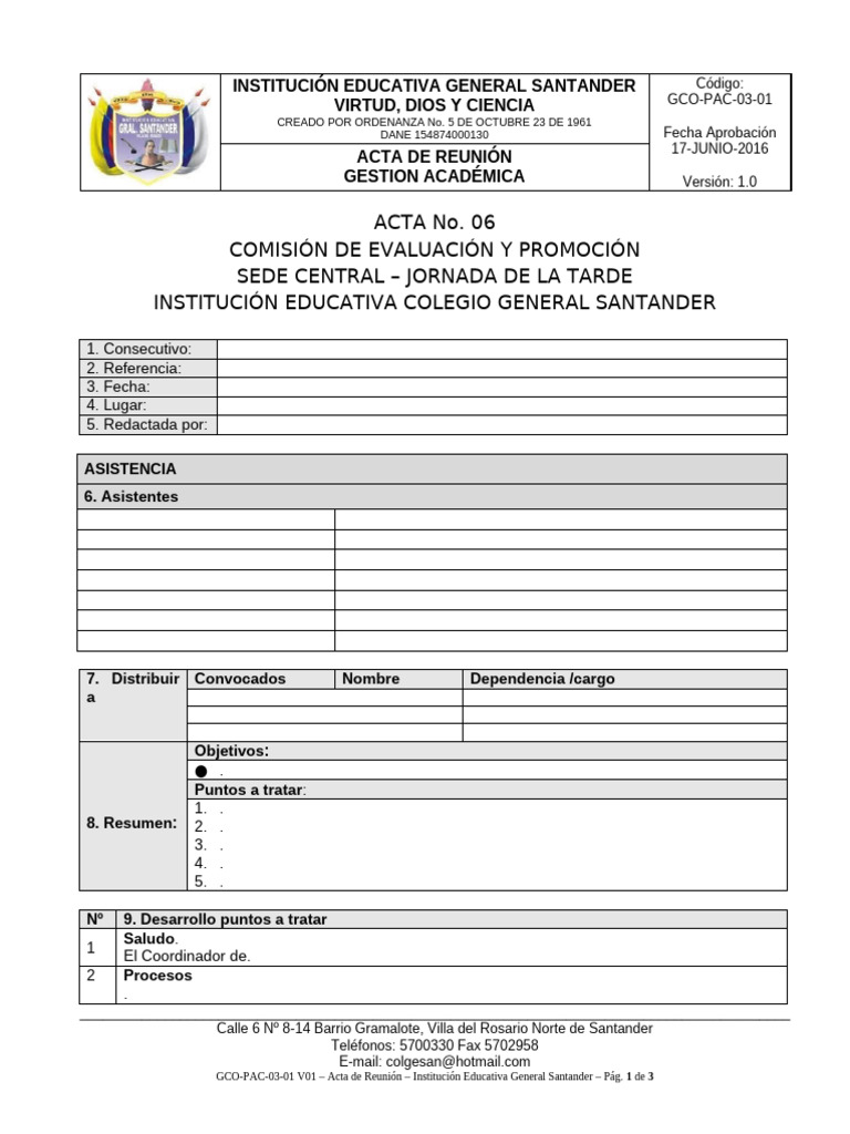 Modelo de Acta | PDF